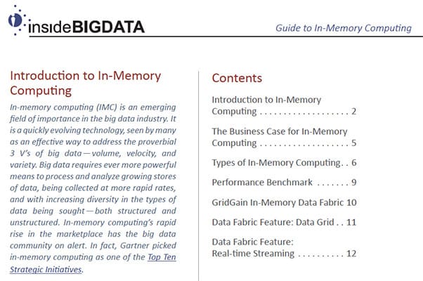 Inside Bigdata Guide To In Memory Computing Gridgain Systems